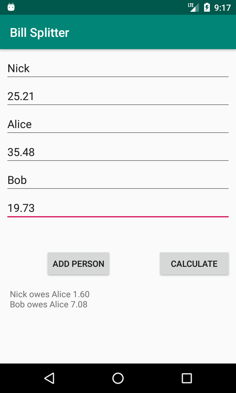 GitHub - RooneyNicholas/BillSplitterAndroid