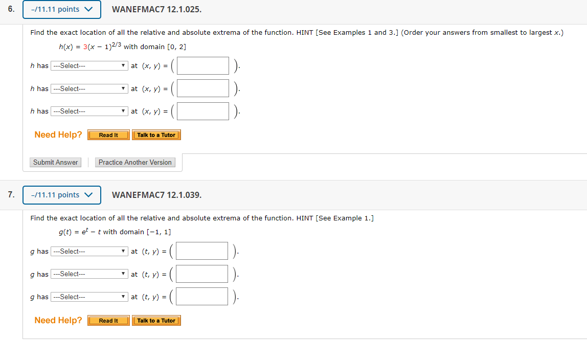 Solved The Drop down box has:A realative minimum, a relative | Chegg.com
