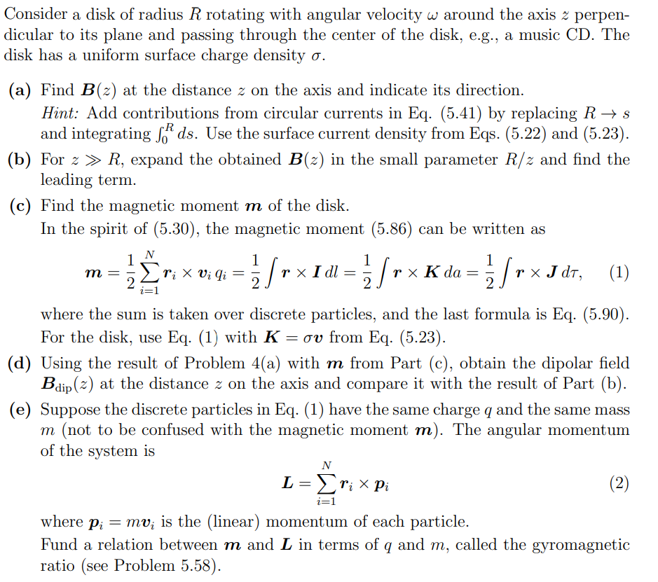 Consider a disk of radius R rotating with angular | Chegg.com