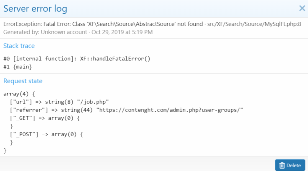 ErrorException: Fatal Error: Class 'XF\Search\Source\AbstractSource ... ErrorException: Fatal Error: Class 'XF\Search\Source\AbstractSource ...