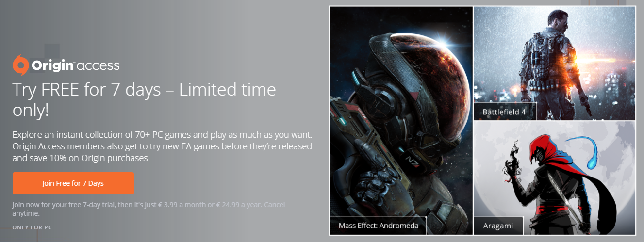 [Origin] Origin Access - Free for 7 Days (Also EA Access on Xbox One ...