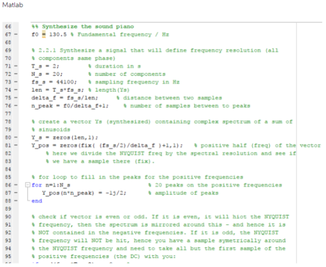 Matlab 66 Synthesize the sound piano 7-EO 130.5 | Chegg.com