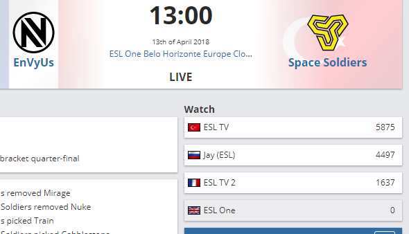 Envy vs Space Soldiers viewership : r/GlobalOffensive