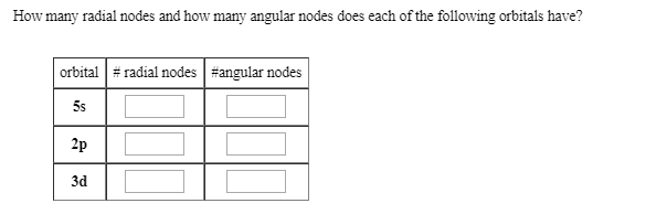 Solved How many radial nodes and how many angular nodes does | Chegg.com