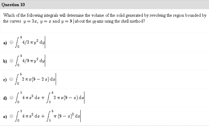 Solved Which of the following integrals will determine the | Chegg.com