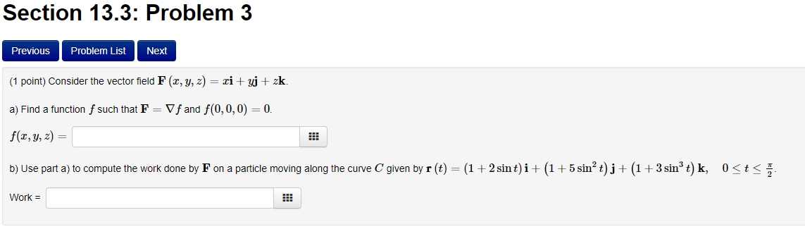 Solved Section 13.3: Problem 3 Previous Problem List Next 1 | Chegg.com