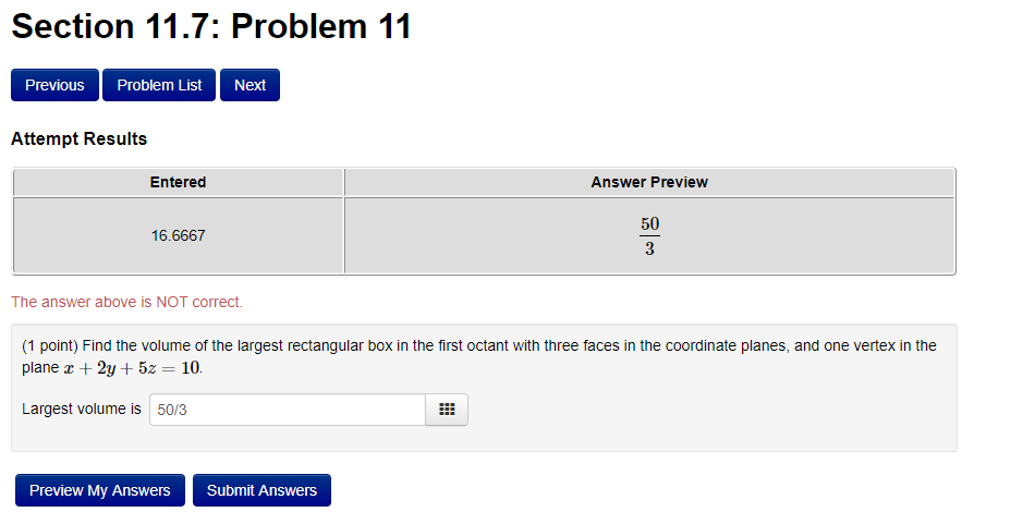 Solved Section 11.7: Problem 11 Previous Problem List Next | Chegg.com