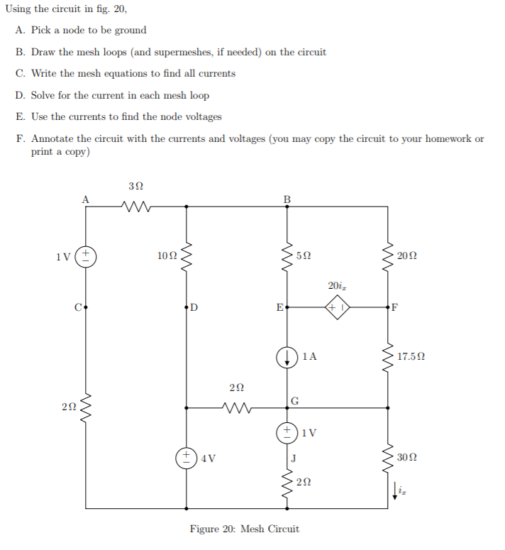 Solved Using the circuit in fig. 20, A. Pick a node to be | Chegg.com