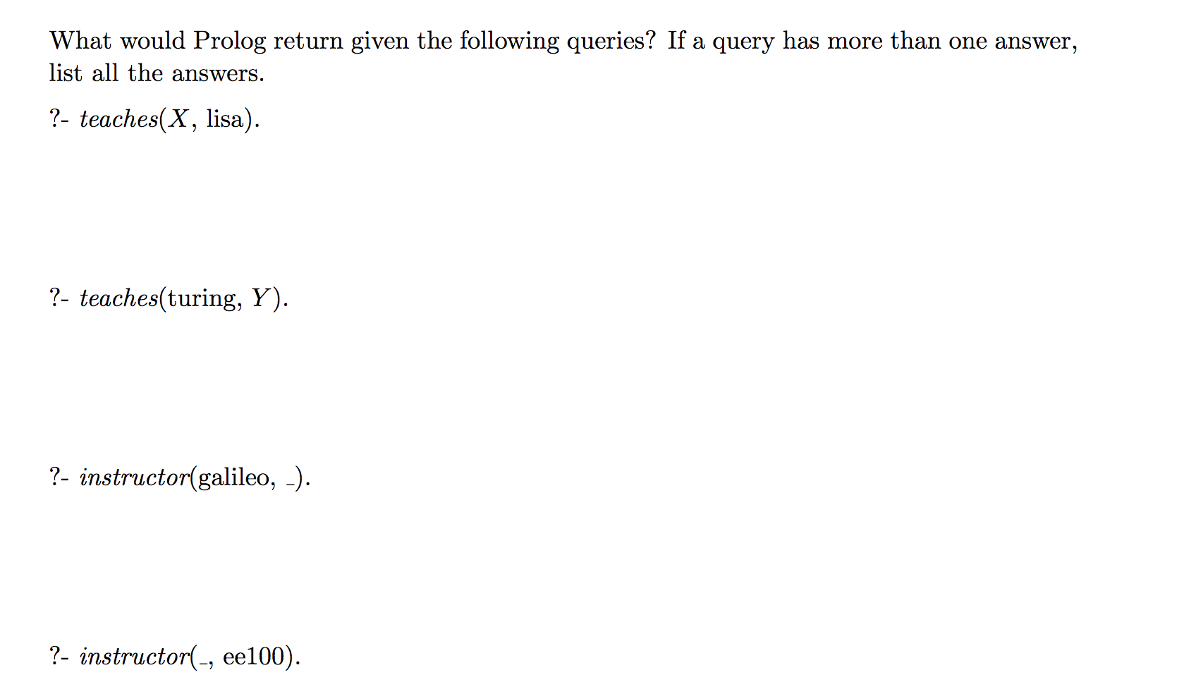 Consider The Following Prolog Program It Contains