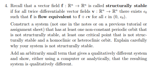 4. Recall that a vector field f R" Rn is called | Chegg.com