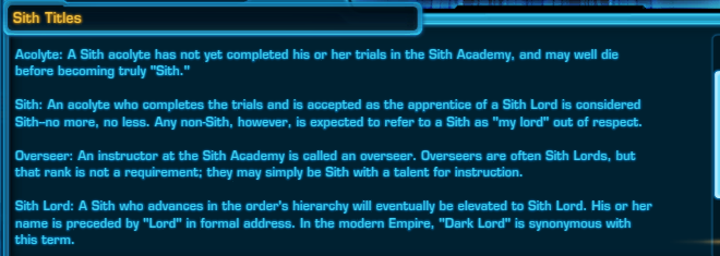 Question about Sith ranks in the lore : r/swtor