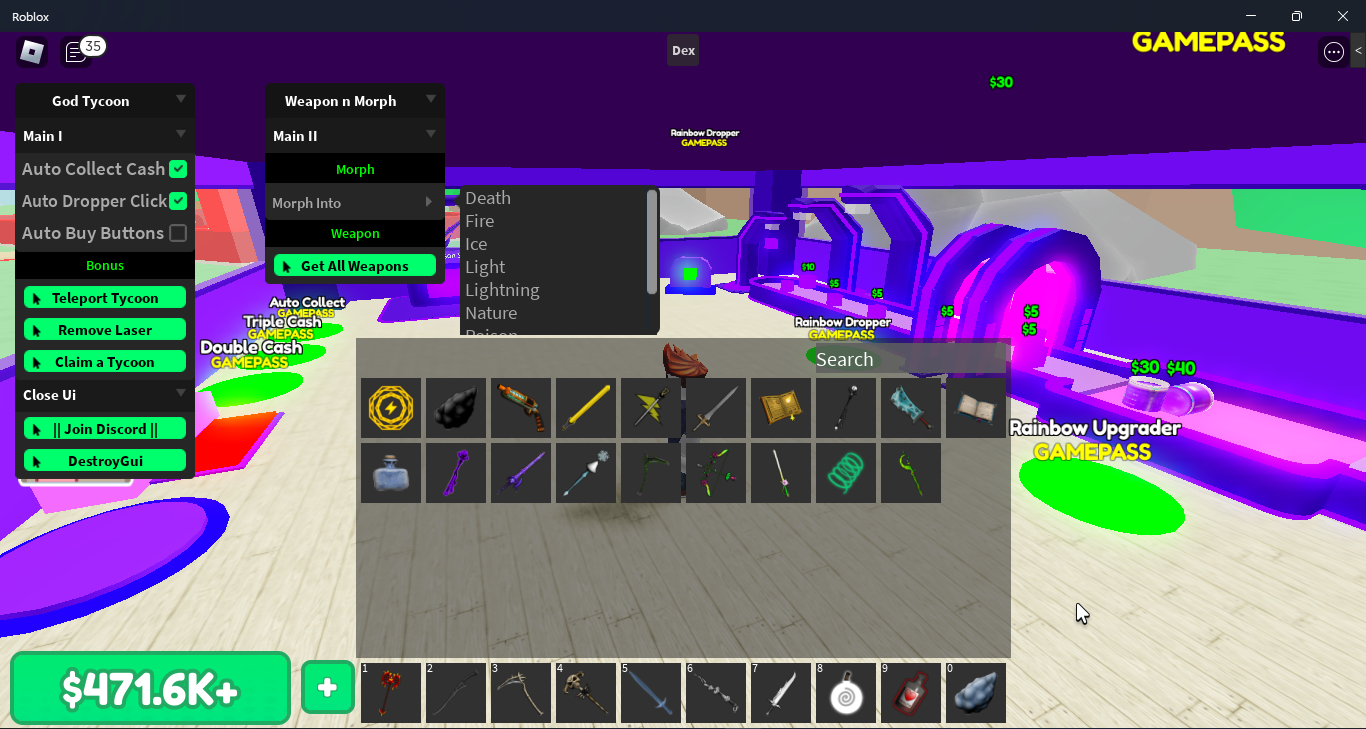 GOD TYCOON | All Weapons n Remove Doors Laser and more — Roblox Scripts ...