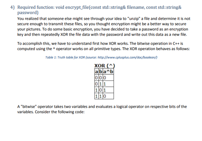 Solved C++ Encrypting a File's Data (You may only use the | Chegg.com