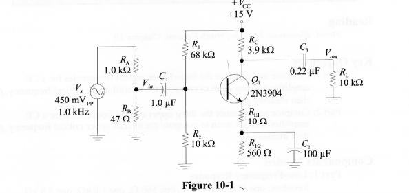 Solved +Vcc 15 V Re 3.9 kQ C 68 kQ RA 10 k 0.22 uF CL 0 k V. | Chegg.com