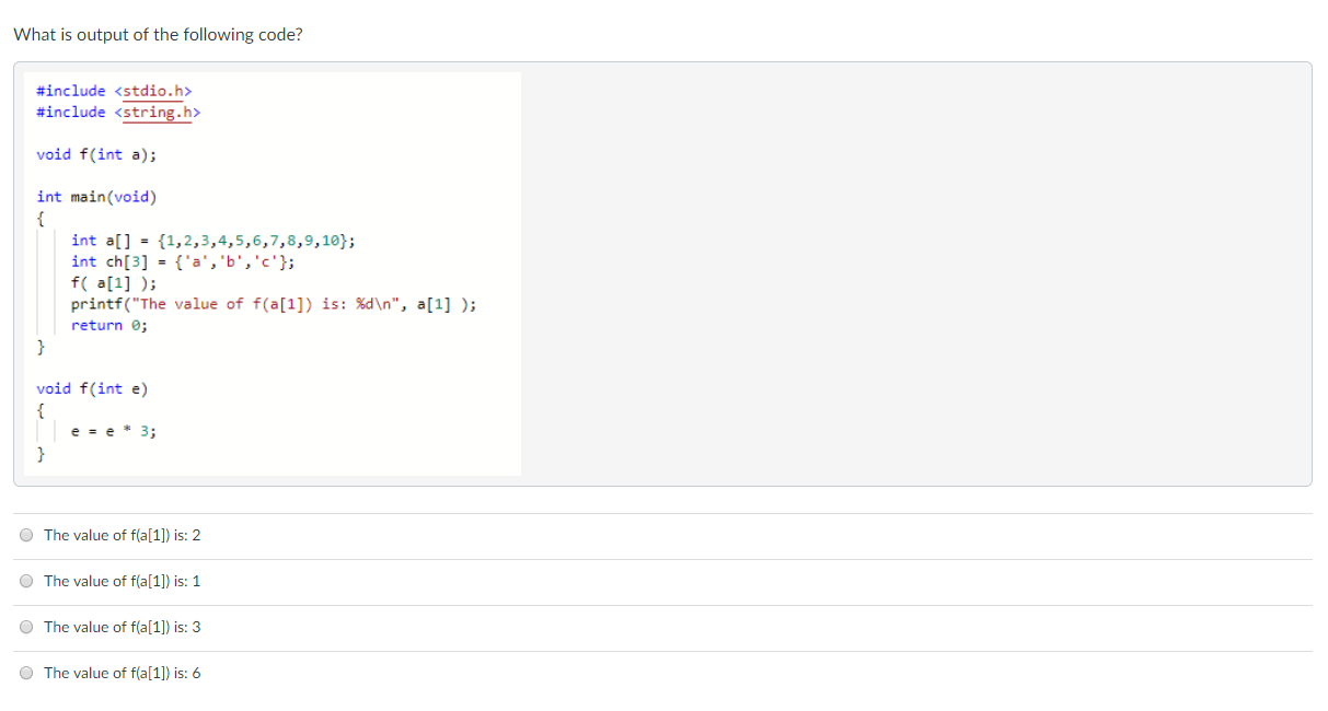 Solved What Is Output Of The Following Code Include 