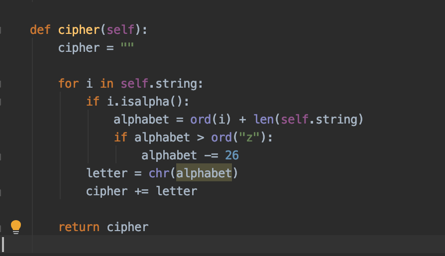 Solved отсчитат песъчисто чомпан def cipher(self): o return | Chegg.com