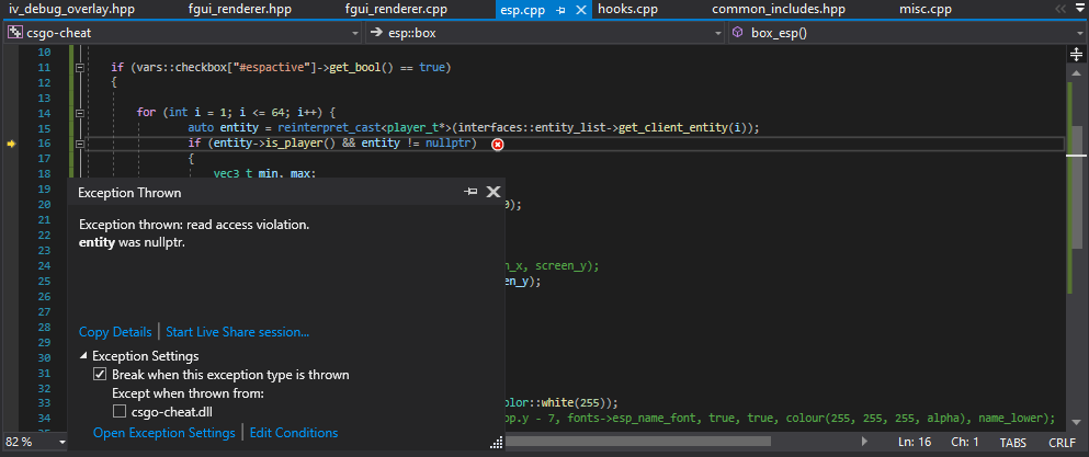 [Help] Entity list always sets to nullptr