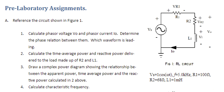Solved VR1 Pre-Laboratory Assignments Ri A. Reference the | Chegg.com