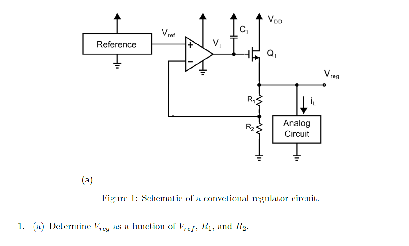Solved Determine V_reg as a function of V_ref, R_1, and | Chegg.com