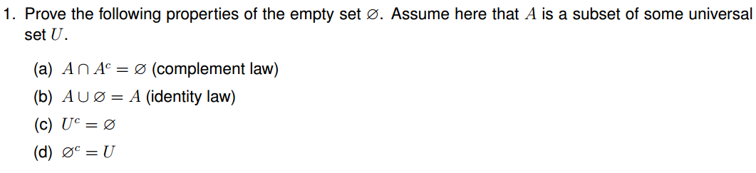 Solved Prove the following properties of the empty set phi. | Chegg.com