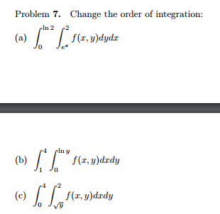 Solved Change the order of integration: (a) integral^2_1 | Chegg.com
