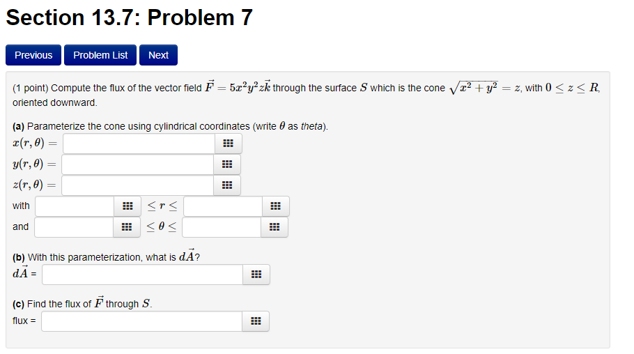 Solved Section 13.7: Problem 7 Previous Problem List Next (1 | Chegg.com Solved Section 13.7: Problem 7 Previous Problem List Next (1 | Chegg.com