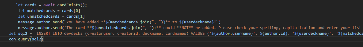Nodejs Why Wont The Array Pass From This Function When Called Back Discordjs Stack Overflow