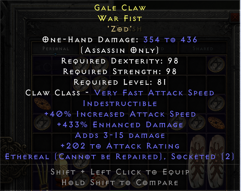 40k For Best Ghost Claw Offered - Topic - d2jsp