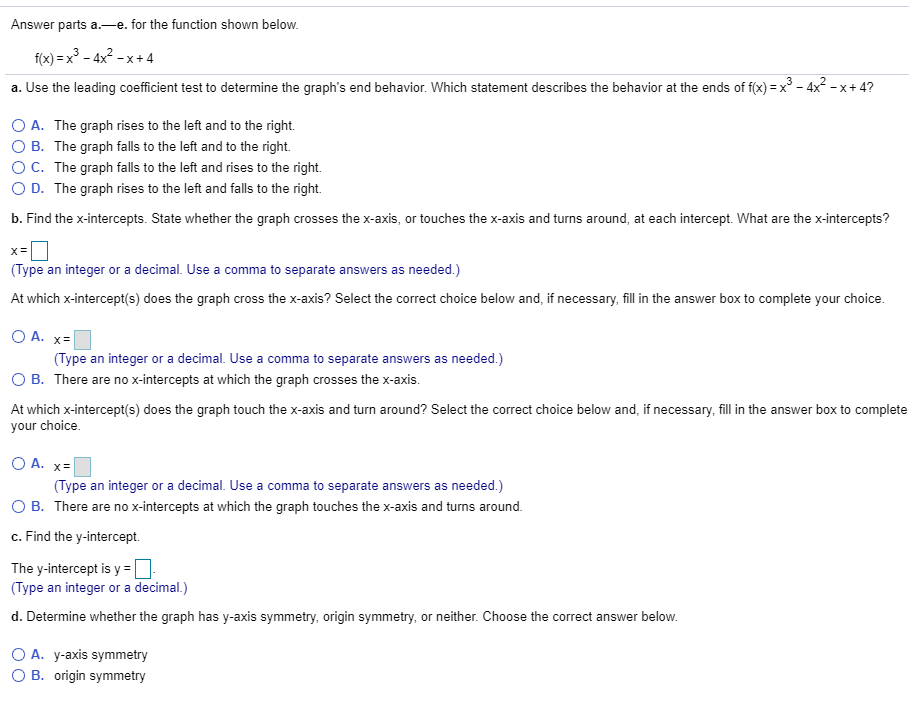 Solved Answer parts a.-e. for the function shown below. | Chegg.com