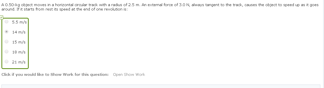 Solved A 0 50 Kg Object Moves In A Horizontal Circular Track