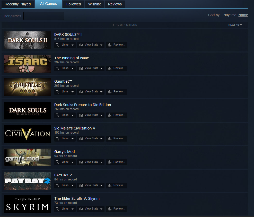 Game Sorting by Playtime Still doesn't work : r/Steam