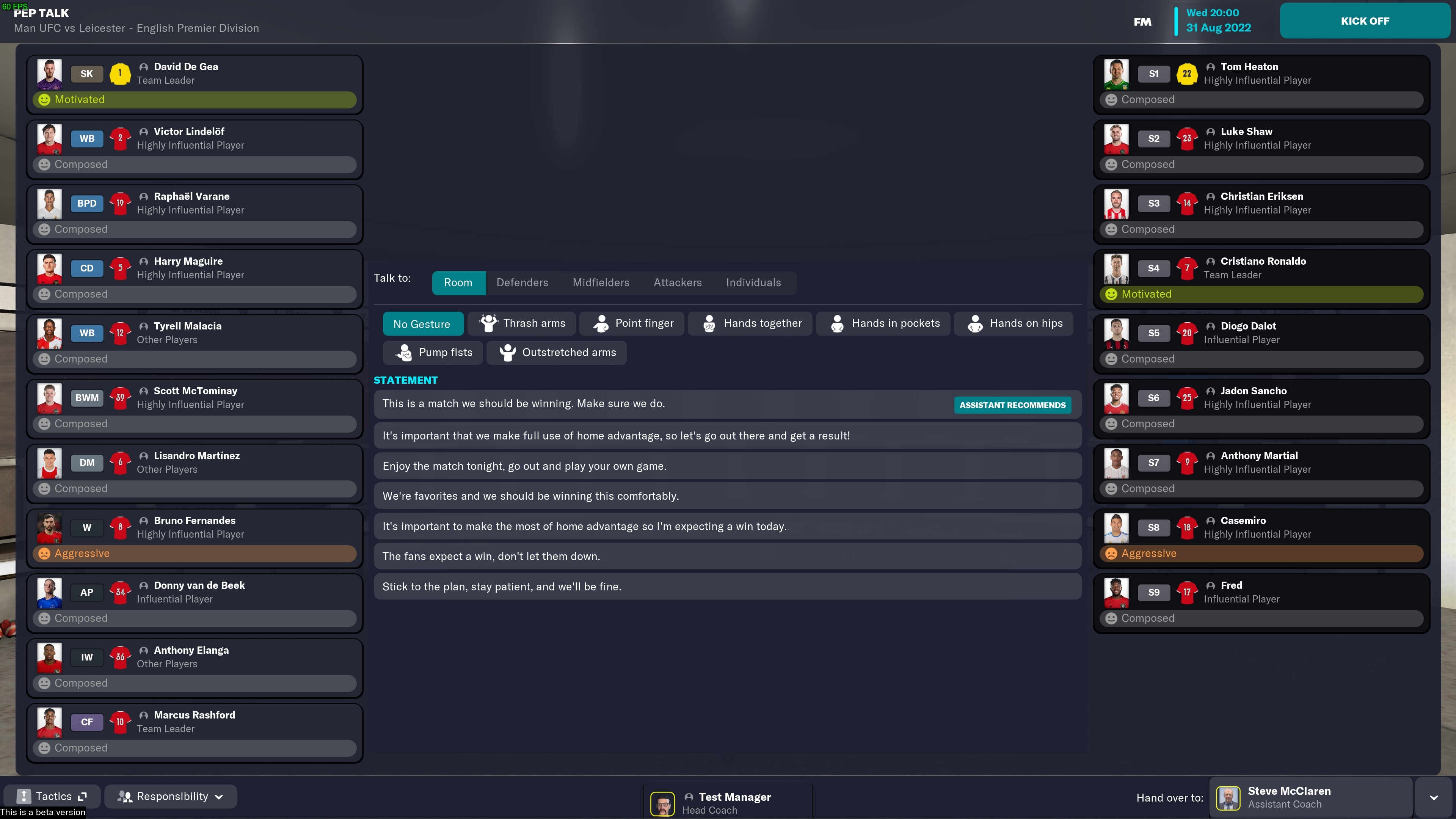 Match Team Talk panel rearranged - Skinning Hideout - Sports ...