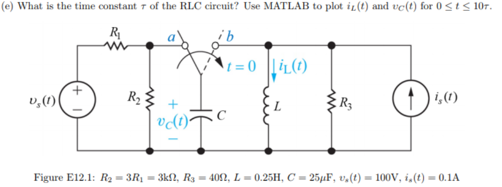 Solved (e) What is the time constant ? of the RLC circuit? | Chegg.com
