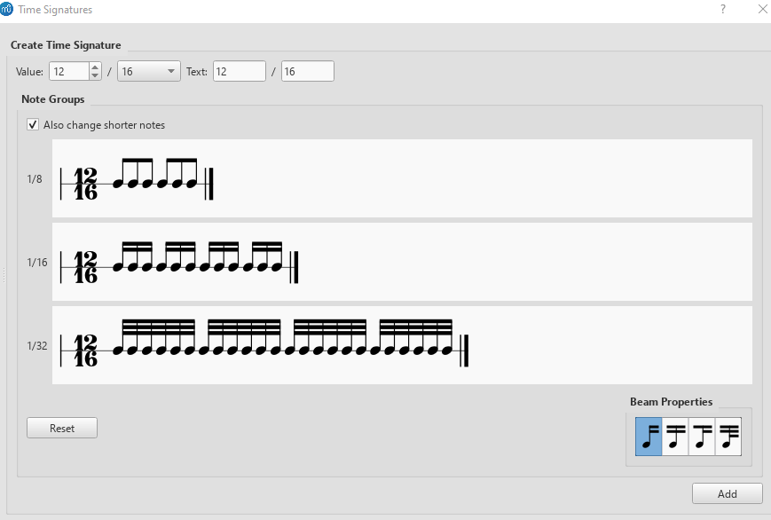 Recently I tried out 12/16 time signature and found out that, instead of working like a regular ...