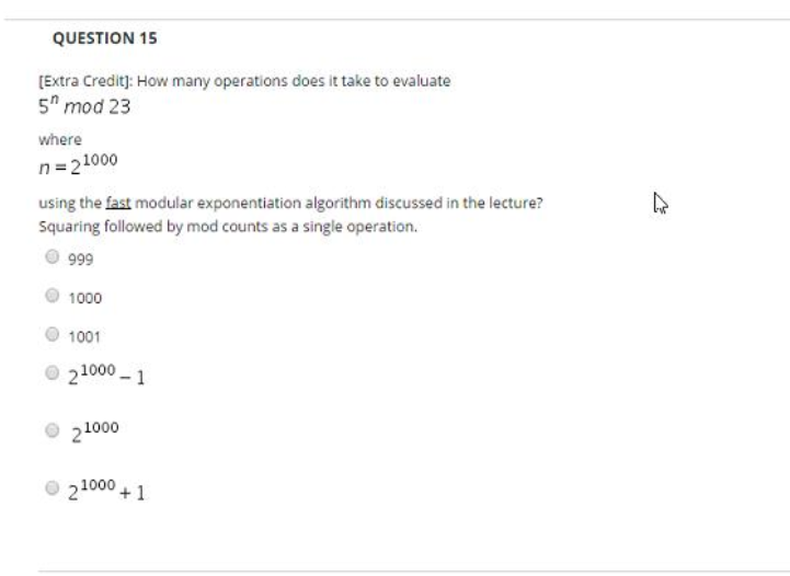 Solved QUESTION 15 [Extra Credit]: How many operations does | Chegg.com