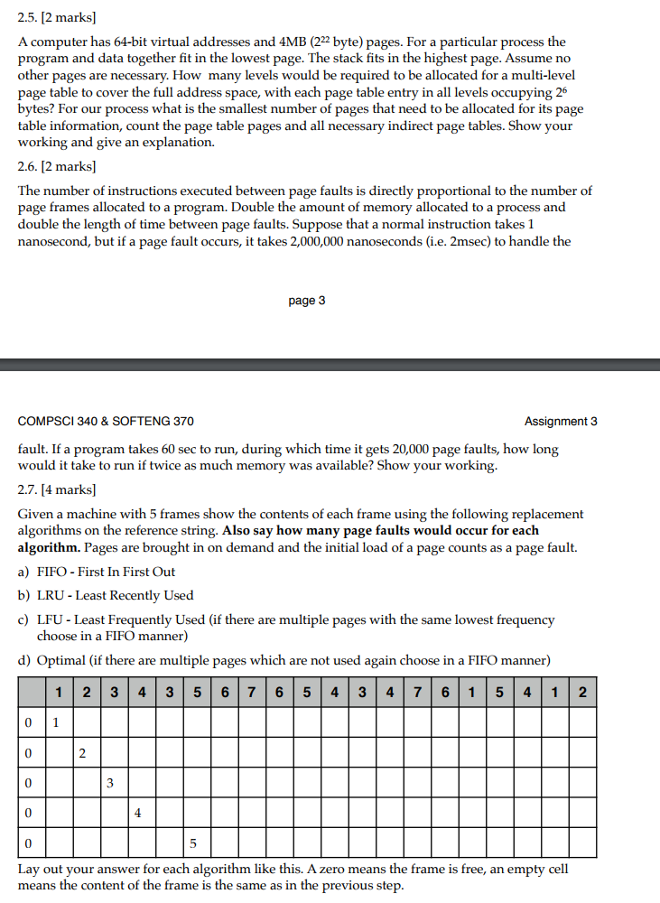 Solved 2.5. [2 marks] A computer has 64-bit virtual | Chegg.com