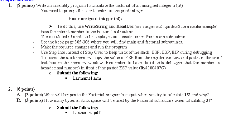 Write an assembly program to calculate the factorial | Chegg.com Write an assembly program to calculate the factorial | Chegg.com