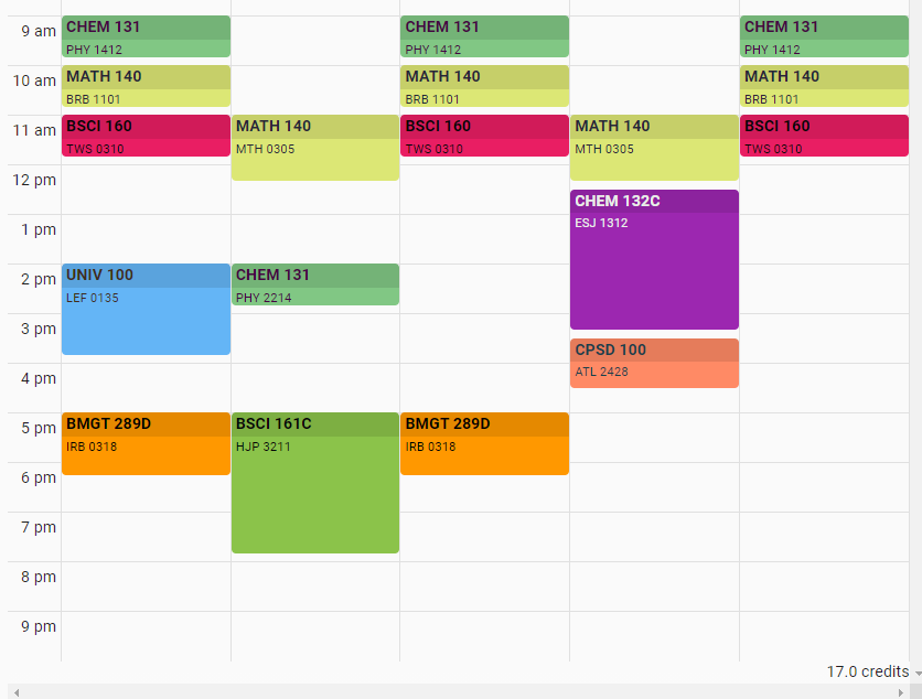 Freshman first sem Schedule Opinions? Does this look too grueling ...