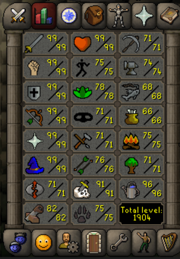 Selling Level 126 acc 1904 total lvl + Elite void,Quest cape, divine ...