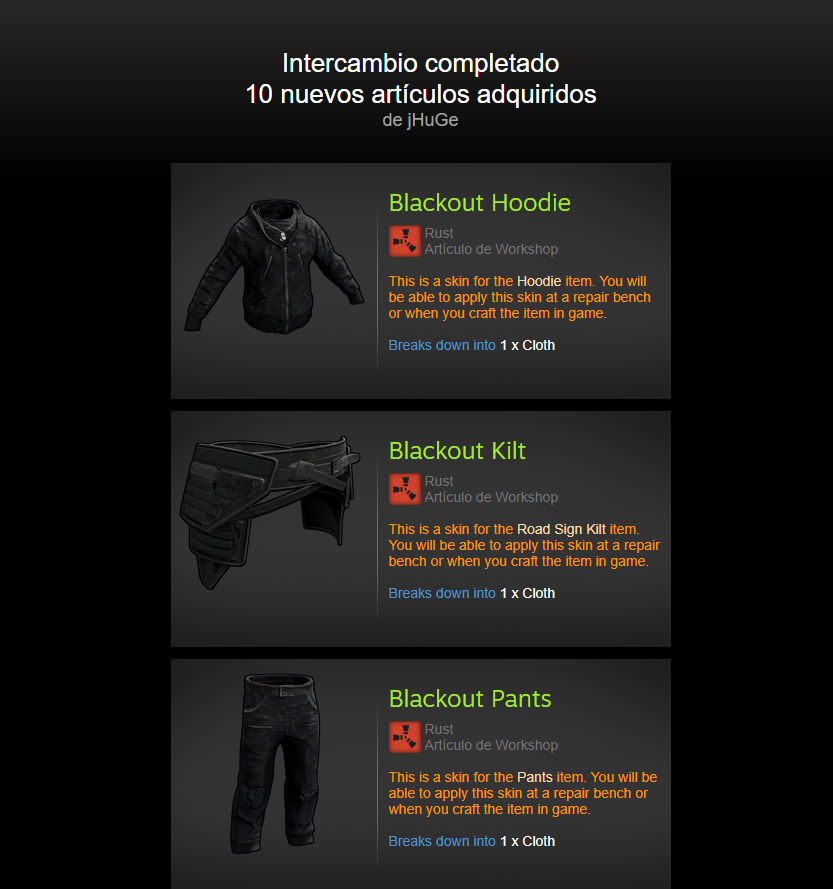 Full Blackout Set - Rust Skins - Topic - d2jsp