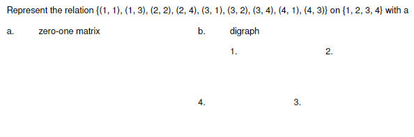 Solved b. digraph a. zero-one matrix 2. 4. 3. | Chegg.com