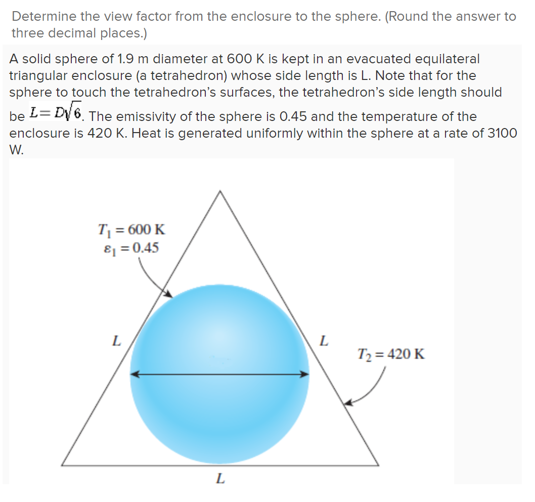 Solved Determine the view factor from the enclosure to the | Chegg.com