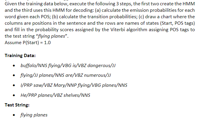 Solved Given the training data below, execute the following | Chegg.com