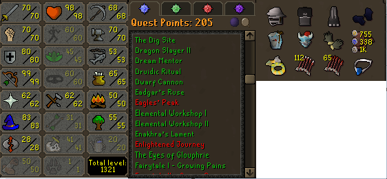 [S] 99 Range / 205QP / Barrows Gloves / DS2 Complete / Vorki Pet ...