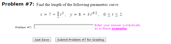 Solved Find the length of the following parametric curve. x | Chegg.com
