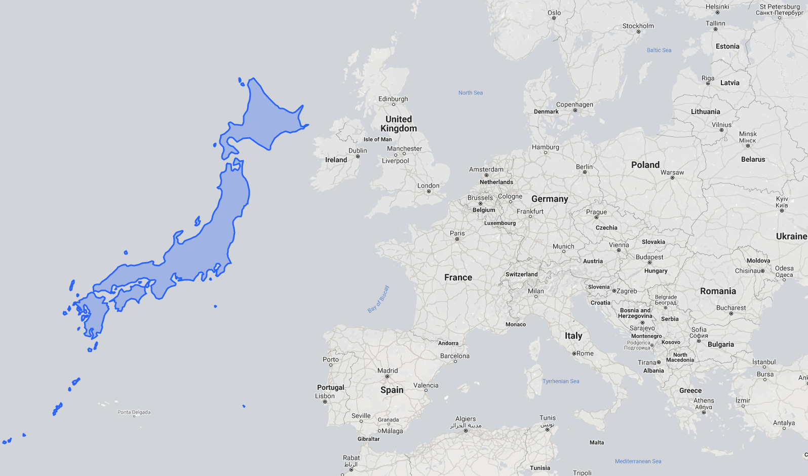 Japan in comparison to the East Coast. : r/MapPorn