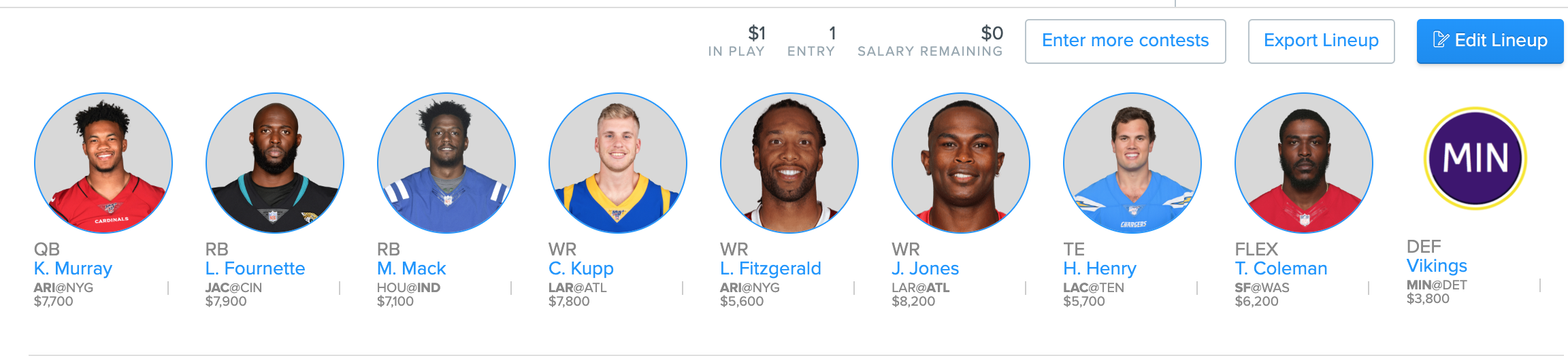 NFL WEEK 7 LINEUPS – Zeddular DFS