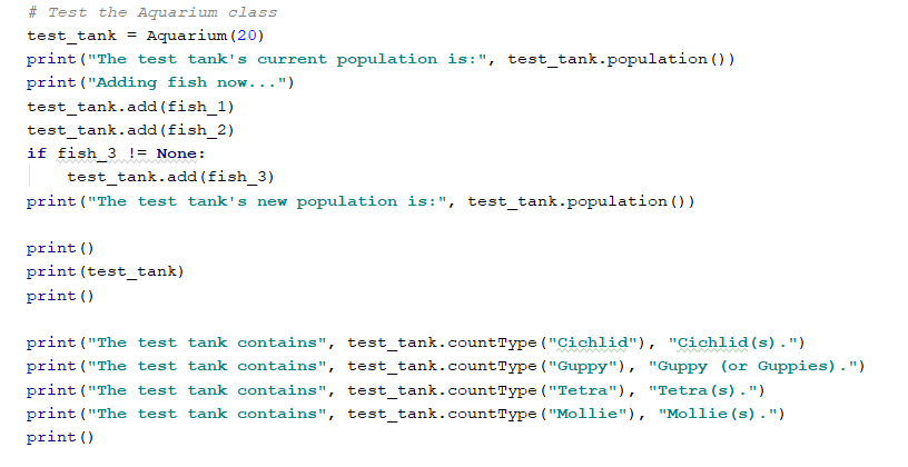 Solved We also need an aquarium to hold our fish. To do | Chegg.com