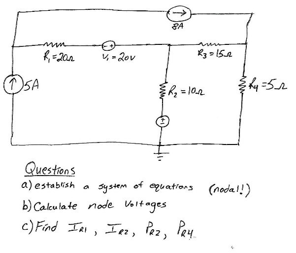 Solved Nodal Analysis to find node voltages, currents, and | Chegg.com