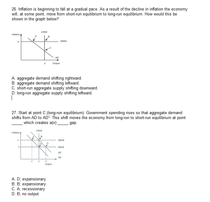 Solved: 26. Inflation Is Beginning To Fall At A Gradual Pa... | Chegg.com